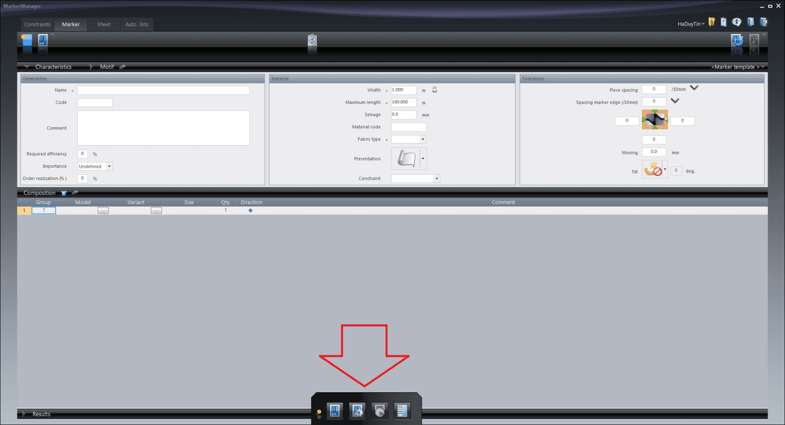 Thanh Công Cụ Processing Panel Trong Lectra MarkerManager V6